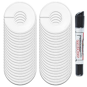 AMT 40 Pack Closet Dividers, Clothing Dividers, Round Clothes Size Dividers for Closets with Double Ended Marker Pen (Blank) (40 Pack - White)