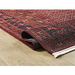 Kilimiz Rugs Washable Rug Premium, Area, Vintage - Traditional, No Feathers, Carpet for Entrance Living, Living Room, Bedroom, Dining, Office, Kitchen - RED-RED 7'10"x11'1"