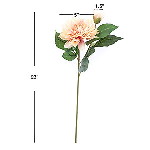 ELITE FLORAL (4 Pack 23" Artificial Dahlia Flowers Faux Dahlia Stem (Blush), Long Artificial Silk Flowers Realistic Fake Flowers for Wedding, Home Garden, Dining Table Decor, DIY
