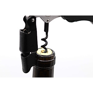 Coocouvaya Wise Products Premium Professional Corkscrew Wine Bottle Opener Black Edition for Wine Lovers, Sommeliers, Waiters and Bartenders Eco friendly pouch and packaging.(1 PACK)