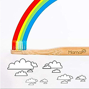 MamaP Rainbow Bamboo Toothbrush, Biodegradable, Natural Bamboo Toothbrush for Sensitive Teeth, Non-Toxic + Eco Friendly toothbrushes, for Adults (3 Pack) - Rainbow