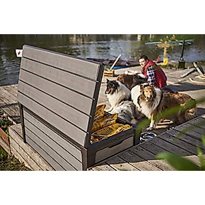 Keter Brushwood 120 Gallon Resin Large Deck Box for Patio Garden Furniture, Outdoor Cushion Storage, Pool Accessories, and Toys, Brown