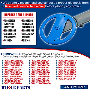 Upgraded Lower Wash Arm Assembly Part #5304507158 -Replacement & Compatible With Some Frigidaire Dishwashers - Replaces 5304507158 - Non-OEM Appliance Parts & Accessories - 2Yr Warranty by Whole Parts