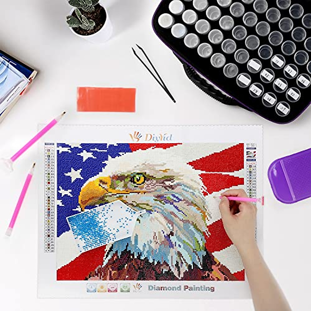 WELYEA Diamond Painting Storage Containers - 60 Slots Butterfly Style DIY Diamond Accessories and Tools Set Jewelry Rhinestones Beads Organizer Zipper Carry Bag