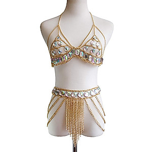 Connie Cloris Women's Sexy Suit Body Chain (E-Gold Colour)