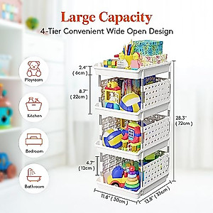 Lifewit Plastic Stackable Storage Baskets, 4 Tier Stacking Bins for Closet Wardrobe, Playroom, Kitchen and Pantry Organization, Large Capacity Multi-Functional Stackable Storage Containers Shelves