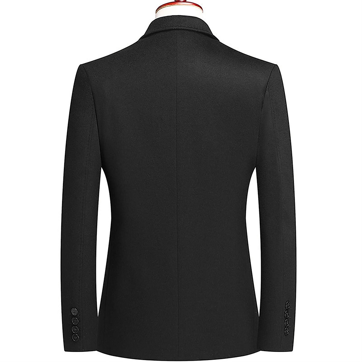 Men's Casual Wool Suit Blazer Two Button Tweed Lightweight Sport Coat Notched Lapel Slim Fit Daily Jacket Black