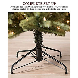 Balsam Hill 7ft Premium Pre-lit Artificial Christmas Tree 'Traditional' Classic Blue Spruce with Clear LED Lights, Storage Bag, and Includes Fluffing Gloves, and Extra Bulbs