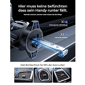 LISEN Fits MagSafe Car Mount - [30 Super Magnets] Magnetic Car Phone Mount, Air Vent Cell Phone Holder Clip, Automobile Car Phone Hold for iPhone 15 14 13 12 Pro Max Plus & MagSafe Case & All Phones