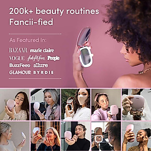 Fancii Compact Makeup Mirror with Natural LED Lights, 1x/ 10x Magnifying - Rechargeable, Portable, Lighted 4” Hand Mirror for Travel and Purses, Mila (Rose Gold)