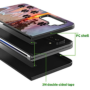 RWUTYTIUL Compatible with Microsoft Surface Duo 2 Case 8.3", Minimalist Ultra Slim Durable Texture Bumper Hard PC Protective Phone Fold Case for Microsoft Surface Duo 2 2nd 2021, Dog Paw Print Beach