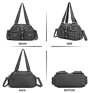 Angel Kiss Hobo Crossbody Purses for Women Shoulder Bag Multipocket Soft Hobo Purses Removable Strap Leather Handbags