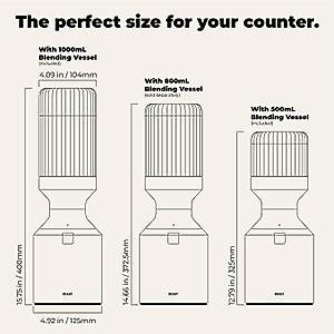 Beast Blender Max | Blend Smoothies and Shakes, Infuse Water, Kitchen Countertop Design, 1000W (Pebble Grey)