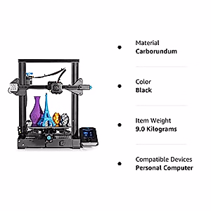 Official Creality Ender 3 V2 3D Printer, Upgraded Ender 3 3D Printer with Carborundum Glass Bed, Silent Motherboard and MeanWell Power Supply, Build Volume 220 x 220 x 250 mm