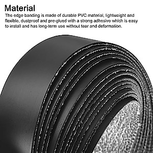 uxcell Edge Banding, 7/8 Inch x 24.6ft Pre-Glued Wood Veneer Edging Iron-on Flexible Edge Banding for Cabinet Repair Furniture Restoration, Matte Black