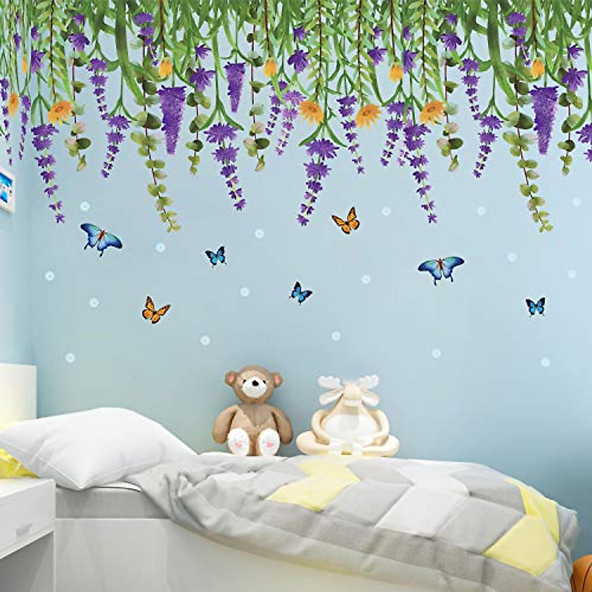 Amaonm Removable 3D Waterproof Green Plants Grass and Dandelion Wall Decals DIY Peel and Stick Decor Wall Sticker for Kids Girls Baby Bedroom Living Room Kindergarten Nursery Classroom Decoration