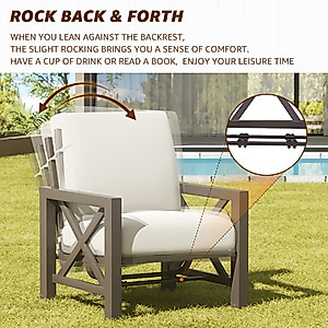 NATURAL EXPRESSIONS Patio Furniture Sets, 4 Pieces Outdoor Furniture Modern Metal Patio Sectional Sofa Conversation Set,2 Motion Rocking Chairs,6.5" Olefin Cushions for Yard,Porch,Poolside