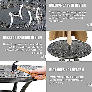 FDW Patio Table Outdoor Table Outdoor Dining Table Patio Dining Table Wrought Iron Weather Resistant Patio Furniture for Patio Outdoor Pool Balcony (Round)