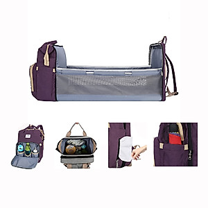 Jesonten Diaper Bag Backpack Portable Foldable Crib Mommy Bag, Multi-purpose High-capacity Mother and Baby Bag (black)