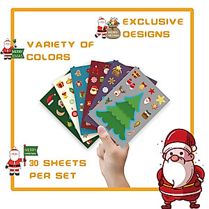 Funnlot Christmas Crafts for Kids 30PCS Make a Christmas Tree Stickers Christmas Activities for Kids Christmas Kids Christmas Crafts Toddler Christmas Tree Sticker for Kids Christmas Games