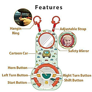 Happytime Musical Car Wheel Baby Toys, in-Car Wheel Musical Activity Play Center for Baby's Travel Companion Entertain and Relax Easier Drive with Sounds and Lights