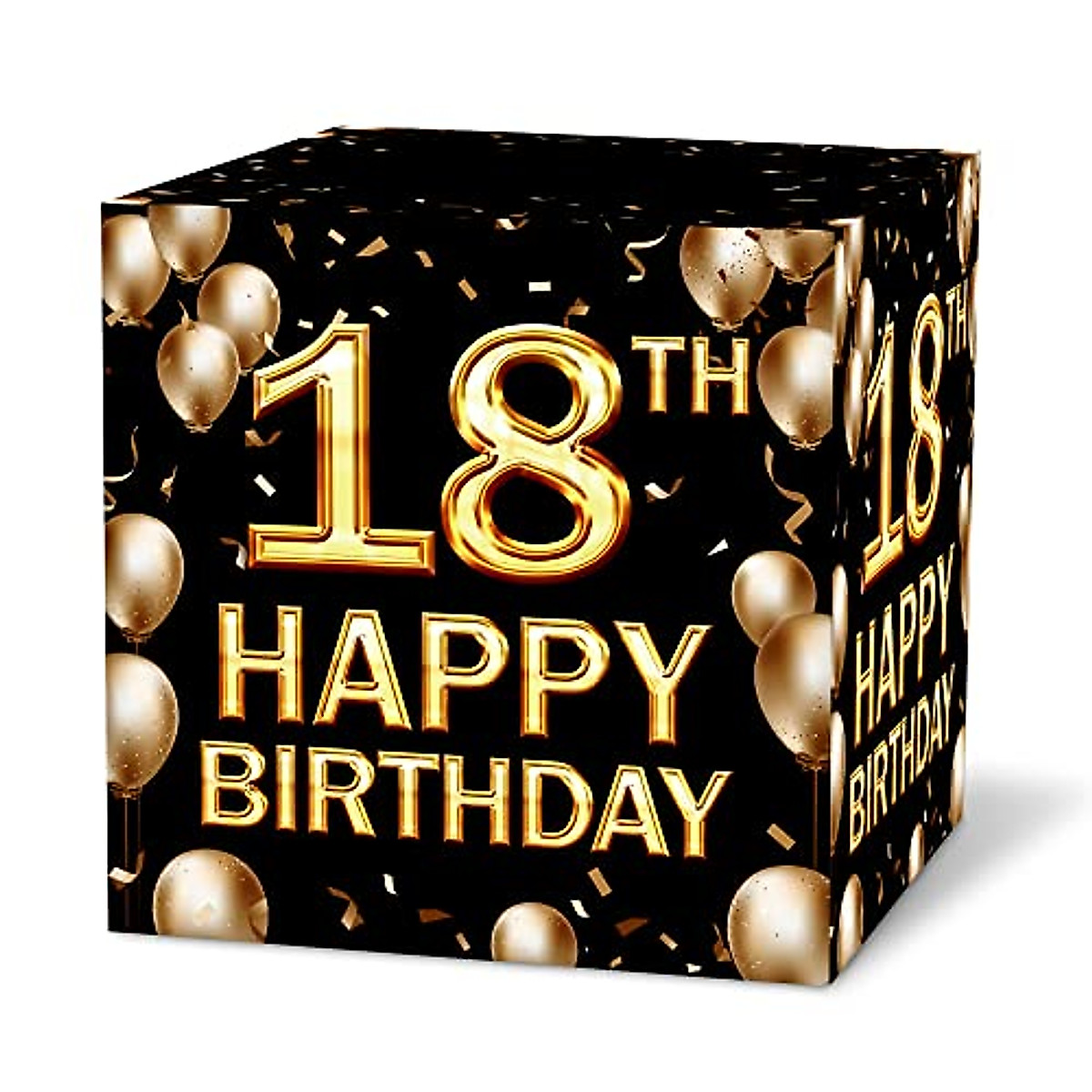 18th Birthday Card Box，Black And Gold Card Box for Birthday Party Decorations ，Party Supplies , Money Box -  1 PC (026 sr)