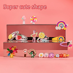 52Pcs Hairpin Candy-colored girls hair accessories,kids hair clips,toddler clips,rainbow hair clips,Flower Rainbow Candy Fruits Butterfly Cute Cartoon pattern.