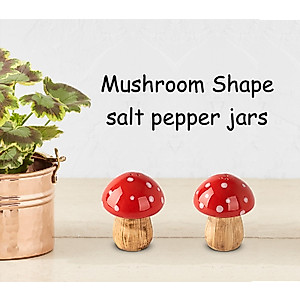 Mushroom Salt And Pepper Shakers Set Ceramic Salt Pepper Shakers Container Red Salt Pepper Shaker Set Salt Shakers For Kitchen Salt And Pepper Jar