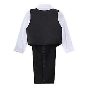 Dressy Daisy Baby Boy Classic Fit Tuxedo Black Suit 5 Pieces Set Formal Wear Wedding Outfit Size 12-18 Months, with Vest