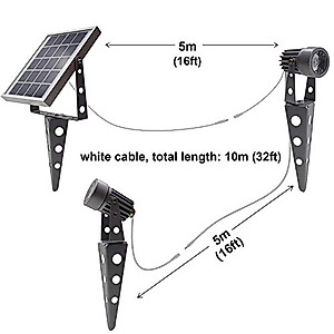 Mini 50X Twin Solar Spotlight (Cool White LED) Outdoor Waterproof Dimmable Dusk to Dawn for Garden Landscape Pathway Car Porch Entrance Lighting Uplight Downlight, Grey Finish