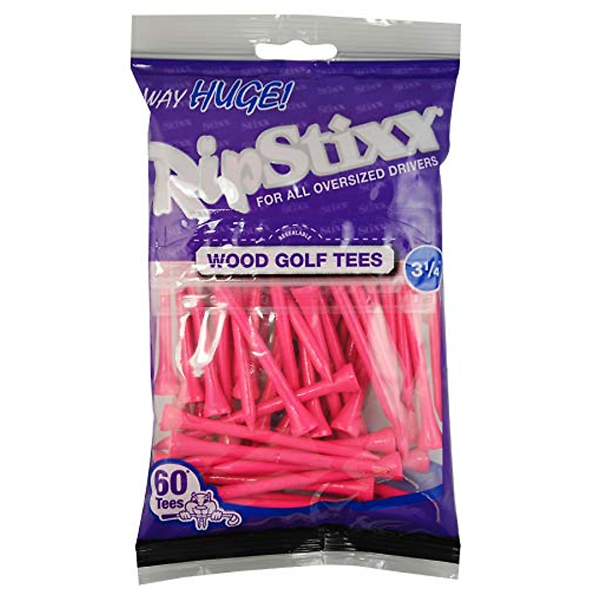 Pride Golf Tee 3-1/4" Way Huge RIPSTIXX Golf Tee (60 Count), Citrus Pink