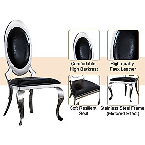 Goderfuu Dining Chairs Set of 4 - Modern Dining Chairs with Silver Stainless Steel Legs, Faux Leather Dining Chairs with Oval Back, Upholstered Dining Chairs Kitchen Chairs for Dining Room Chairs