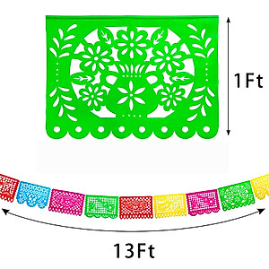 FUTUREPLUSX Mexican Party Banner, 18 Feet Plastic Day of The Dead Papel Picado Banner Cinco De Mayo Decorations Mexican Fiesta Garland for Party Supplies
