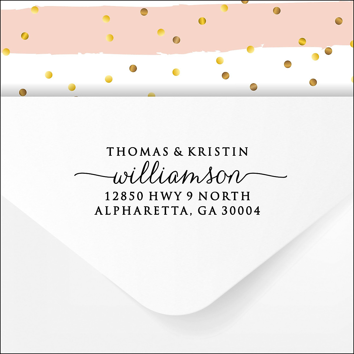 Personalized Return Address Stamp, Self Inking - Elegant Caligraphy Script, Black Ink