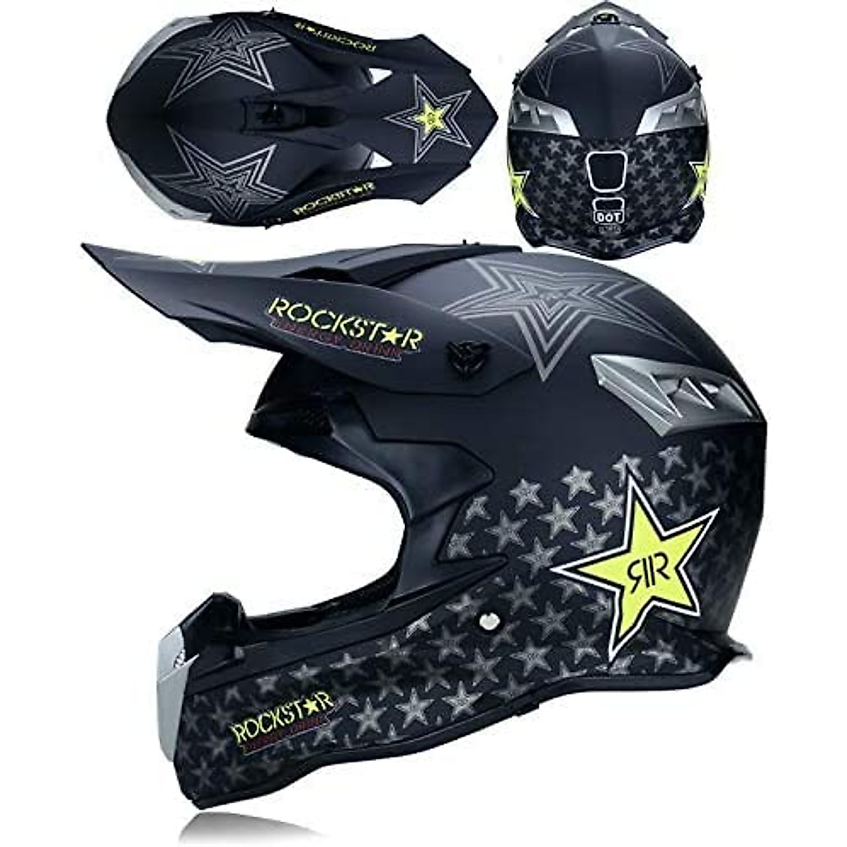 ONTNE Motorcycle Motocross ATV Helmet DOT Approved - Helmet Motorbike Moped Full Face Off Road Crash Cross Downhill DH Four Wheeler MX Quad Dirt Bike Helmet for Adult Men Women (XL,A)