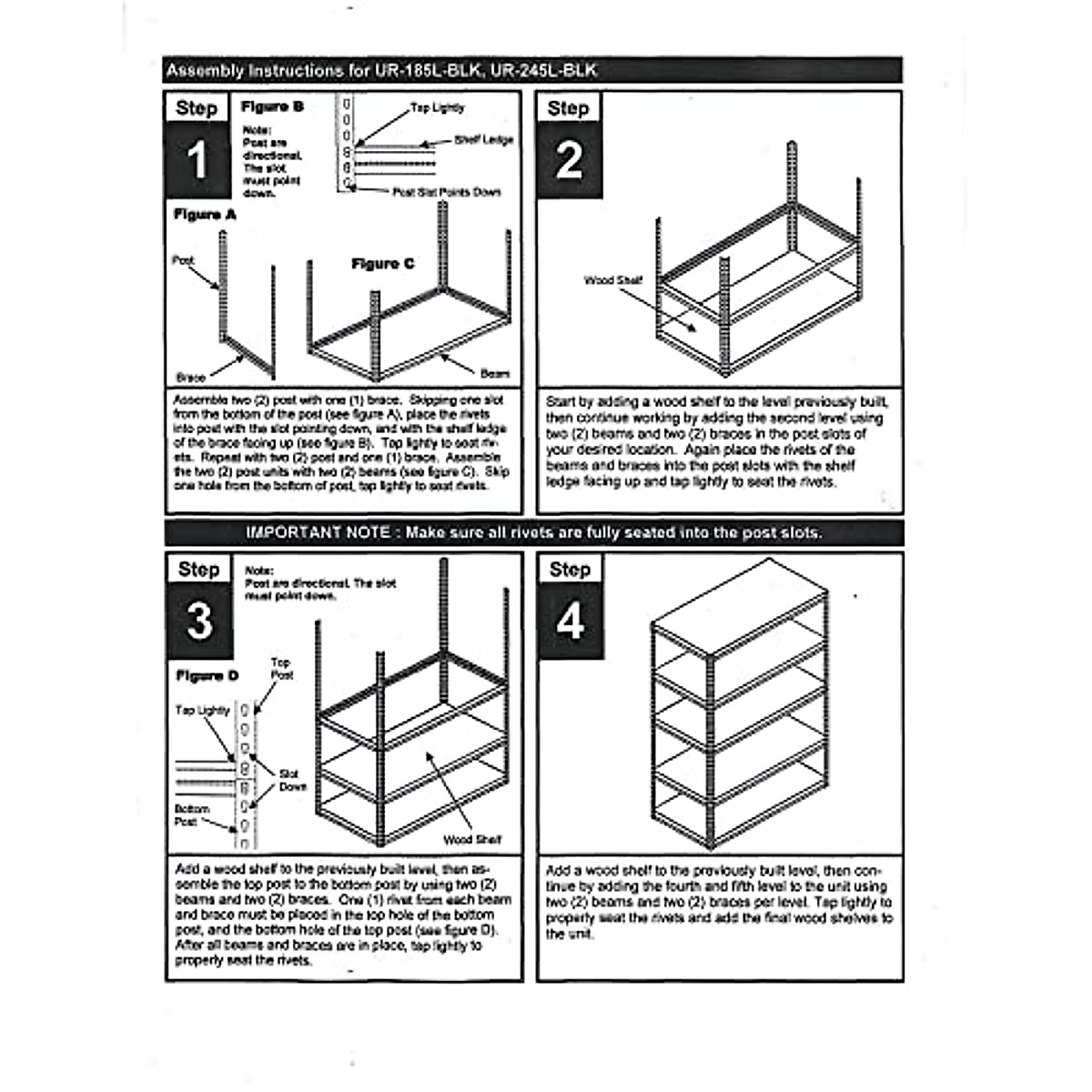 Edsal 48"W x 24"D x 72"H 5-Shelf Steel Shelving, Black
