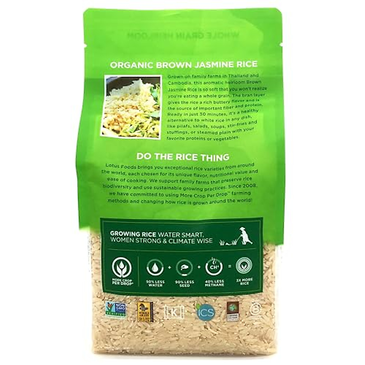 Lotus Foods Organic Brown Jasmine Rice, 30 Oz(Pack of 6)