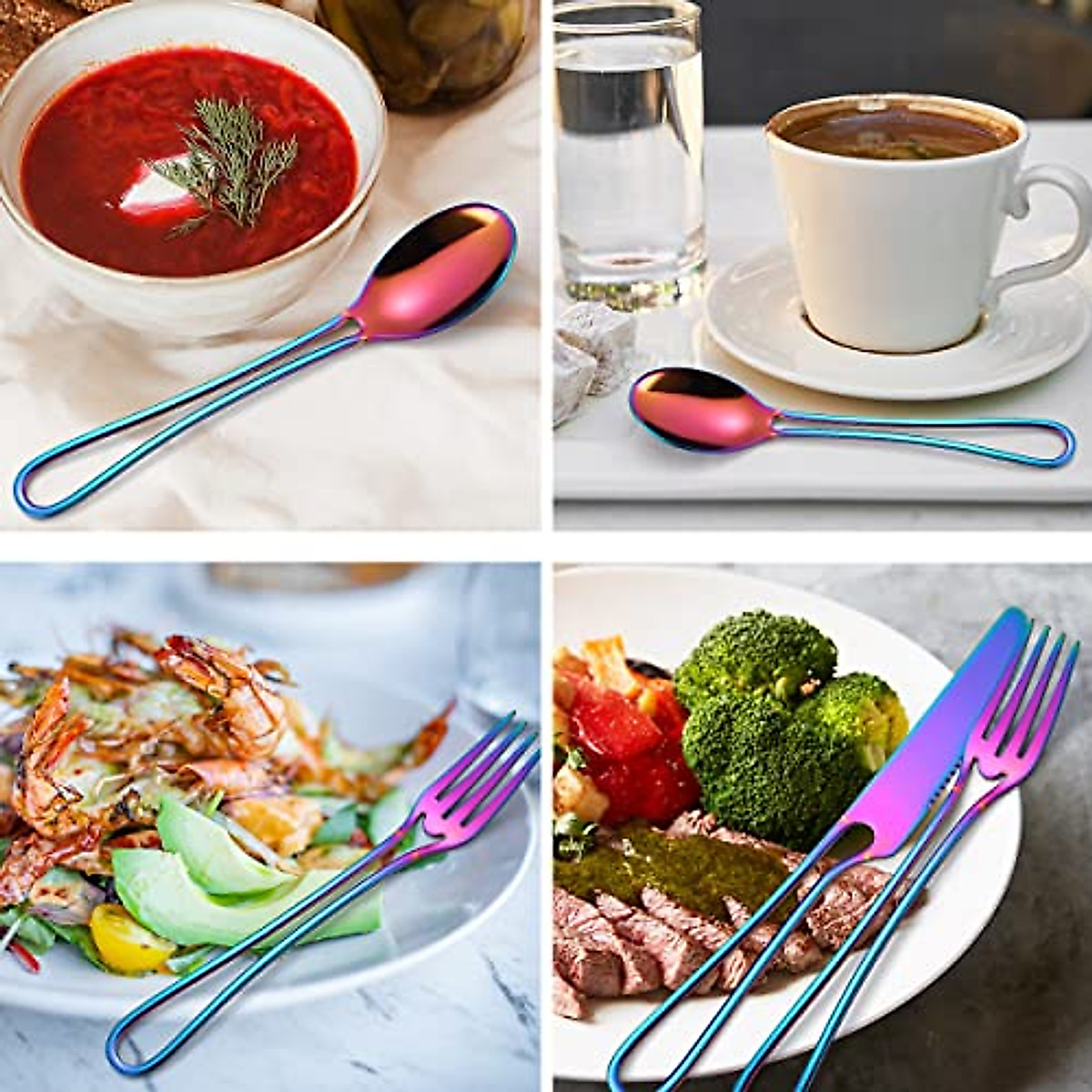 Silverware Flatware Set Hollow Out Rose Gold Handles 40-Piece Stainless Steel Cutlery Set Tableware Utensils for 8，Dishwasher Safe，Home，Wedding Gift,Dinner Party, Everyday Use