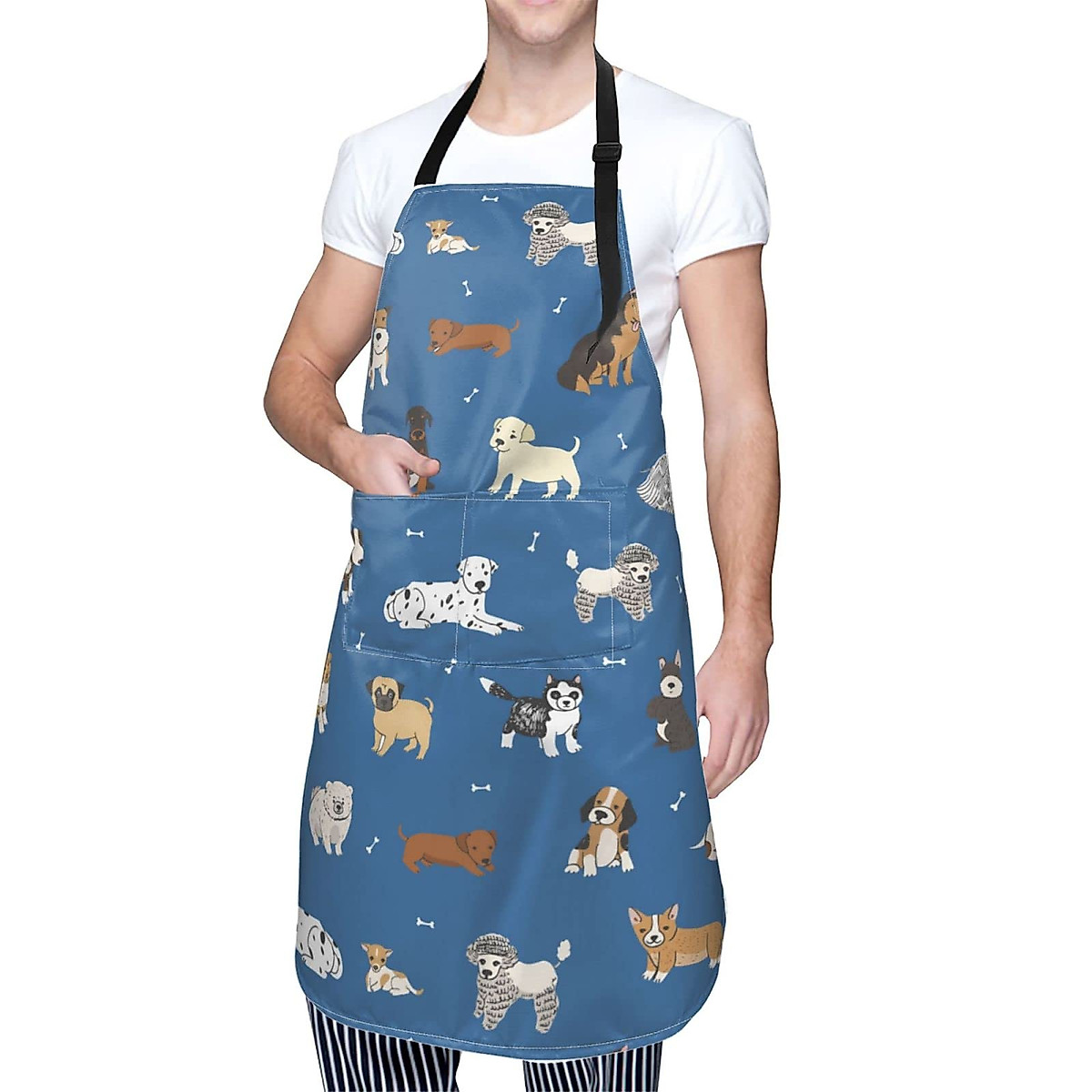 Cute Dog Grooming Apron with 2 Pockets Waterproof Dog Apron Chef Aprons Bibs for Women Men Adjustable Neck Stain Resistant