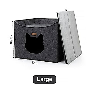Geizire Cat House Cat Beds for Indoor Cats, Large Cat Hideaway with Cute Interesting Opening Shape Cat Cave for Pets Playing, Climbing, Hiding and Sleeping, Portable Collapsible Cat Tent.