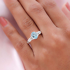 925 Sterling Silver Sky Blue White Topaz Statement November Birthstone Ring For Women Jewelry Size 7 Cttw 1.2 Unique Birthday Gifts for Women