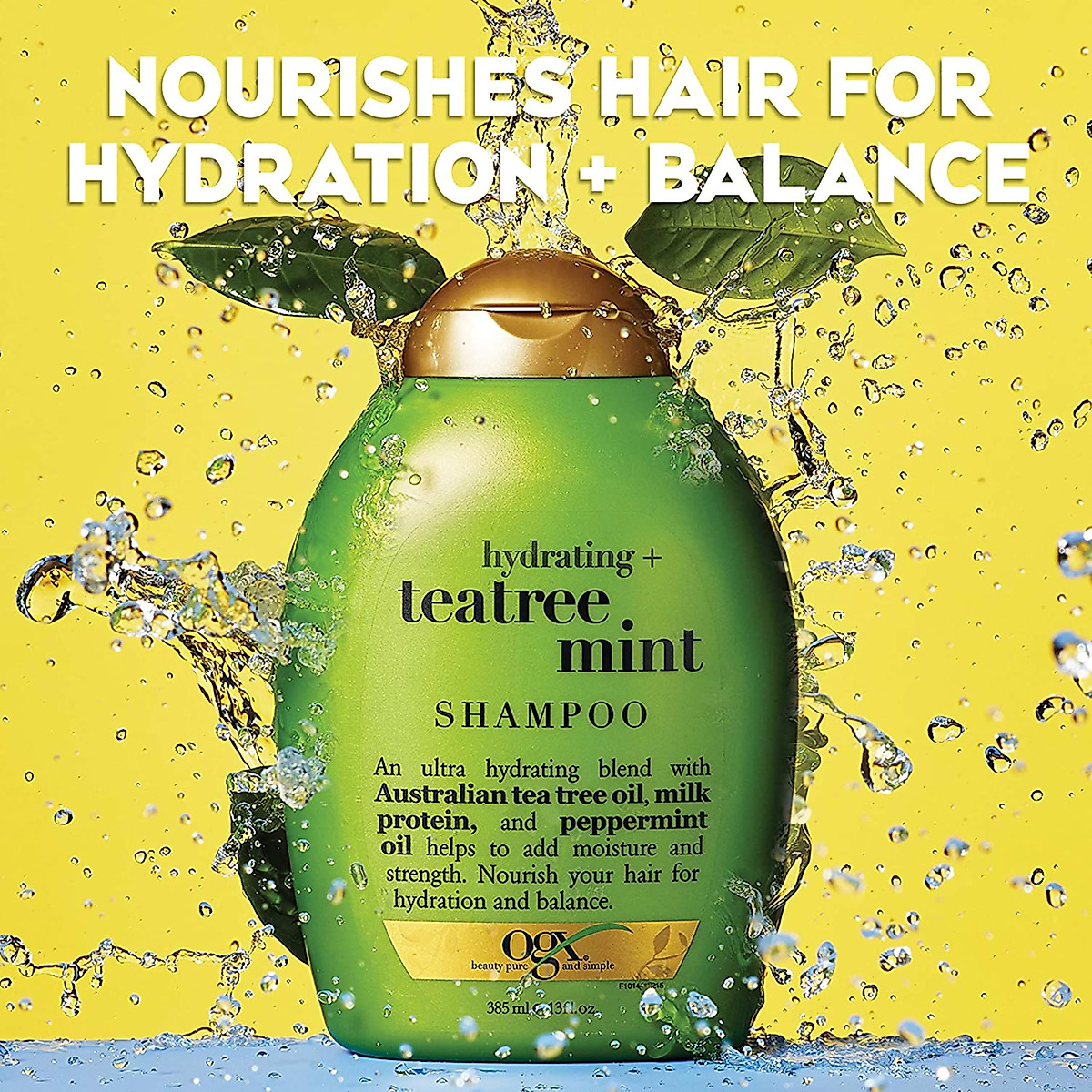 OGX Nourishing & Invigorating Shampoo with Tea Tree Oil, Peppermint Oil & Milk Proteins - Hydrating for Scalp, Paraben-Free & Sulfate-Free, 13 fl oz