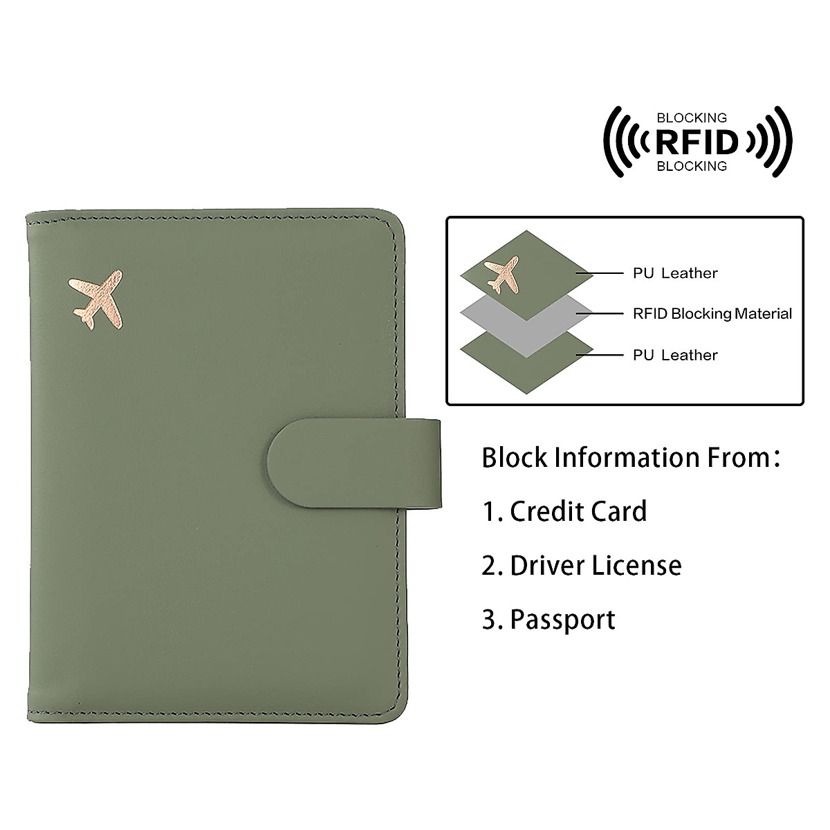 Melsbrinna Rfid Passport Holder for Travel women/Men, Cute Passport Wallet Rfid Blocking Card Slots, Rfid Passport Cover/CaseTravel Wallet, Passport Book Holder (1, Green)