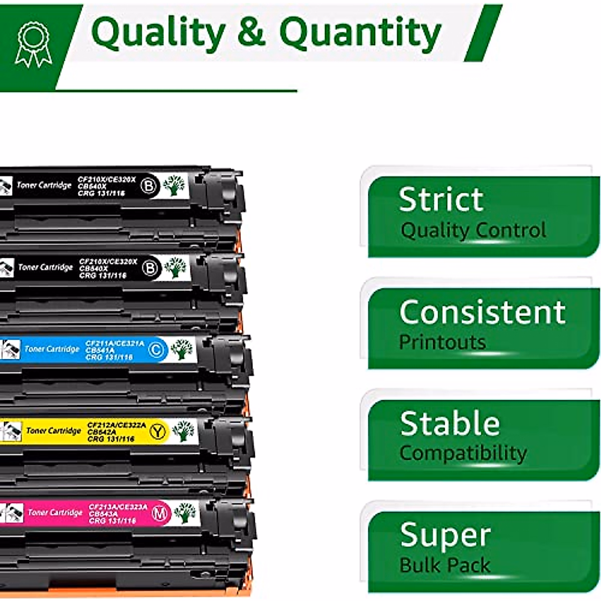 GREENSKY Compatible Toner Cartridge Replacement for Canon 131 131H MF624Cw MF628Cw LBP7110Cw MF8280Cw MF8080Cw Printer (Black, Cyan, Yellow, Magenta, 5-Pack)