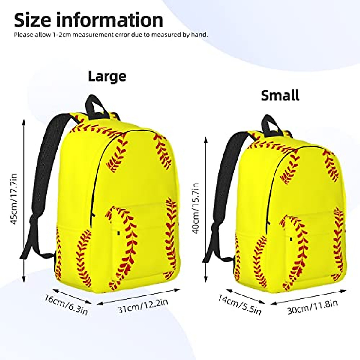 YOPIGOT Softball Canvas Backpack Softball Travel Backpack Softball Laptop Backpack For Men Women