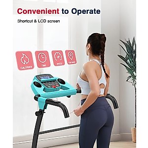 REDLIRO Electric Treadmill Foldable Exercise Walking Machince for Apartment Home/Office Jogging Compact Folding Easy Assembly 12 Preset Program 2 Wheels LCD Display