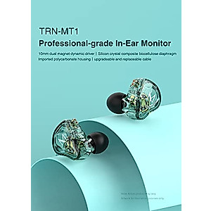 FEDAI TRN MT1 1DD HiFi Earphone Headphone, TRN MT1 in-Ear Earbud with New 10mm Composite Magnetic Dynamic Driver Over Ear Headset with Detachable C Pin 0.75MM Cable(No mic,Black)