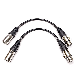 CESS-007 XLR3M to XLR5F DMX512 Adaptor Cable - 3-Pin Male XLR to 5-Pin Female XLR DMX Turnaround - 2 Pack