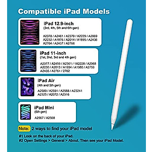 iPad Pencil Same as Apple Pencil 2nd Generation with Magnetic Wireless Charging, 13-Hour iPencil Stylus Compatible with iPad Pro 11in1/2/3/4, iPad Pro12.9in3/4/5/6, iPad Air4/5, iPad Mini 6 (White)