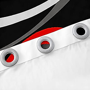 5Pcs Red Grey and Black Duvet Cover Set Full Size & Curtain Set: 1 Duvet Cover + 2 Pillowcase + 2 Panels of 42 W x 63 L inch Each